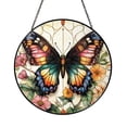 Butterfly Round Glass Style Suncatcher – Decorative Window Hanging Home ...