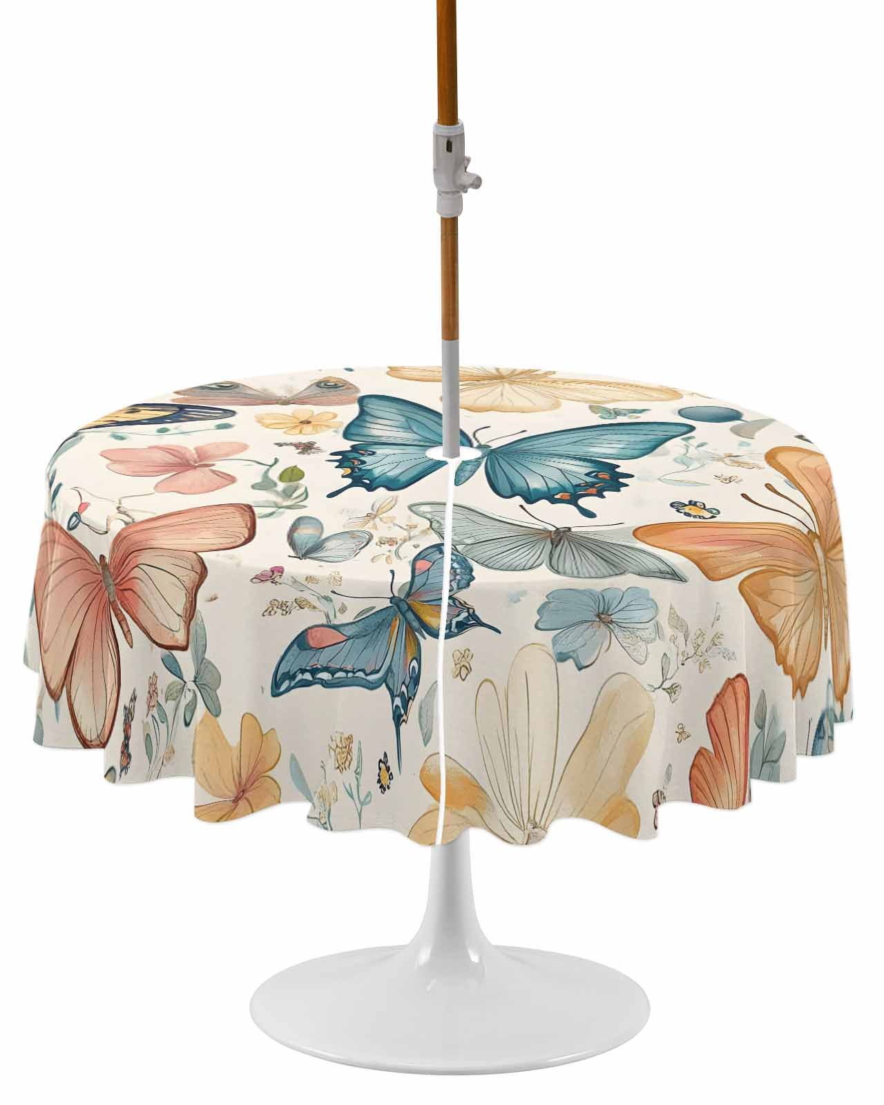 Butterfly Round Outdoor Tablecloth, Waterproof Table Cloth Cover with ...