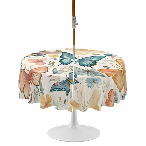 Butterfly Round Outdoor Tablecloth, Waterproof Table Cloth Cover with ...
