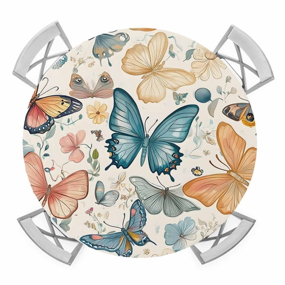 Butterfly Round Tablecloth for 36-44 Inch Tables,Fitted Table Cover ...