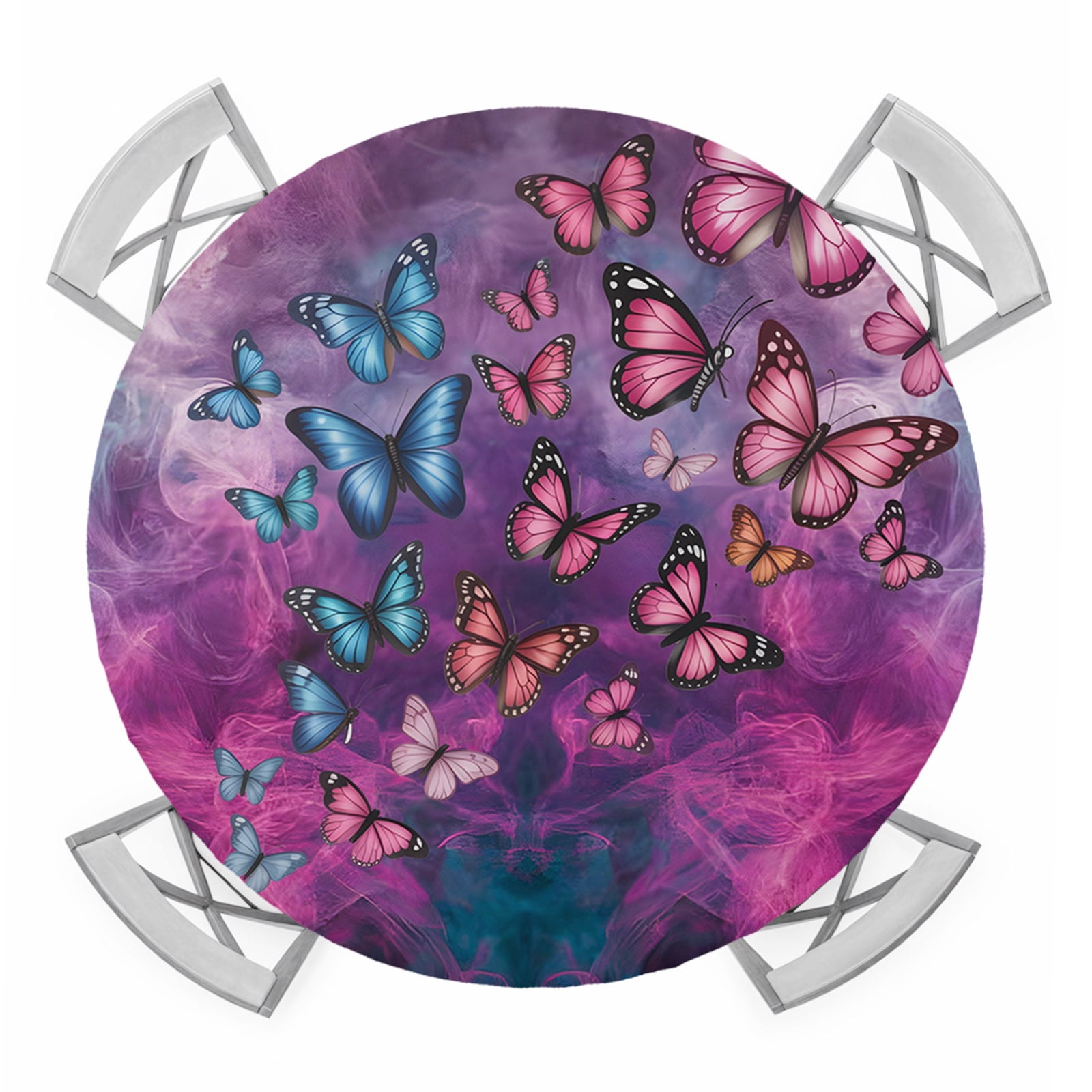 Butterfly Round Tablecloth for 55-60 Inch Tables,Fitted Table Cover ...