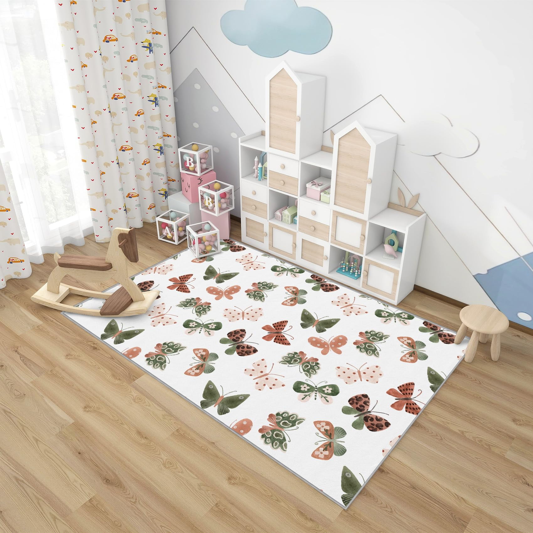 Butterfly Rug For Kids Bedroom - Girls Butterflies Rug, Insect Rugs For ...