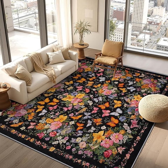Butterfly Rugs for Girls Bedroom, Colorful Butterfly Area Rug, Spring ...