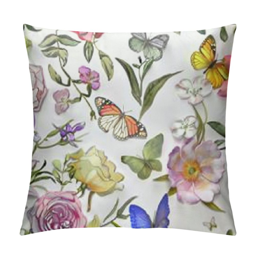 Butterfly Satin Pillowcase for Hair and Skin, Flower Peony Silk Pillowcase with Zipper, Silky ...