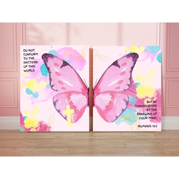 Butterfly Scripture Art Print, Romans 12 2 Christian Home Decor ...