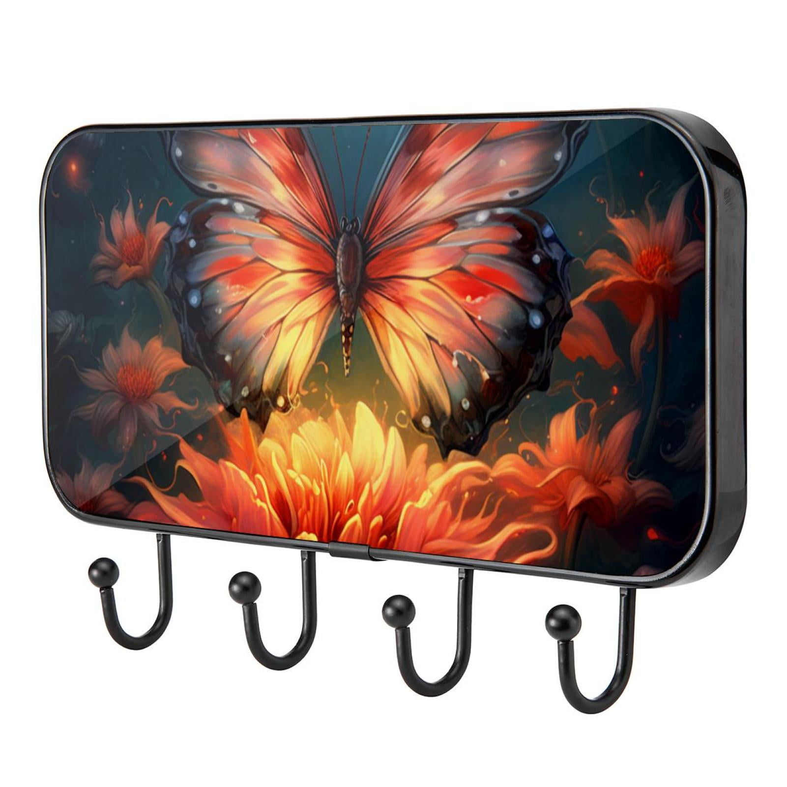 Butterfly Self Adhesive Towel Coat Wood Iron Hooks for Home Keys Door ...