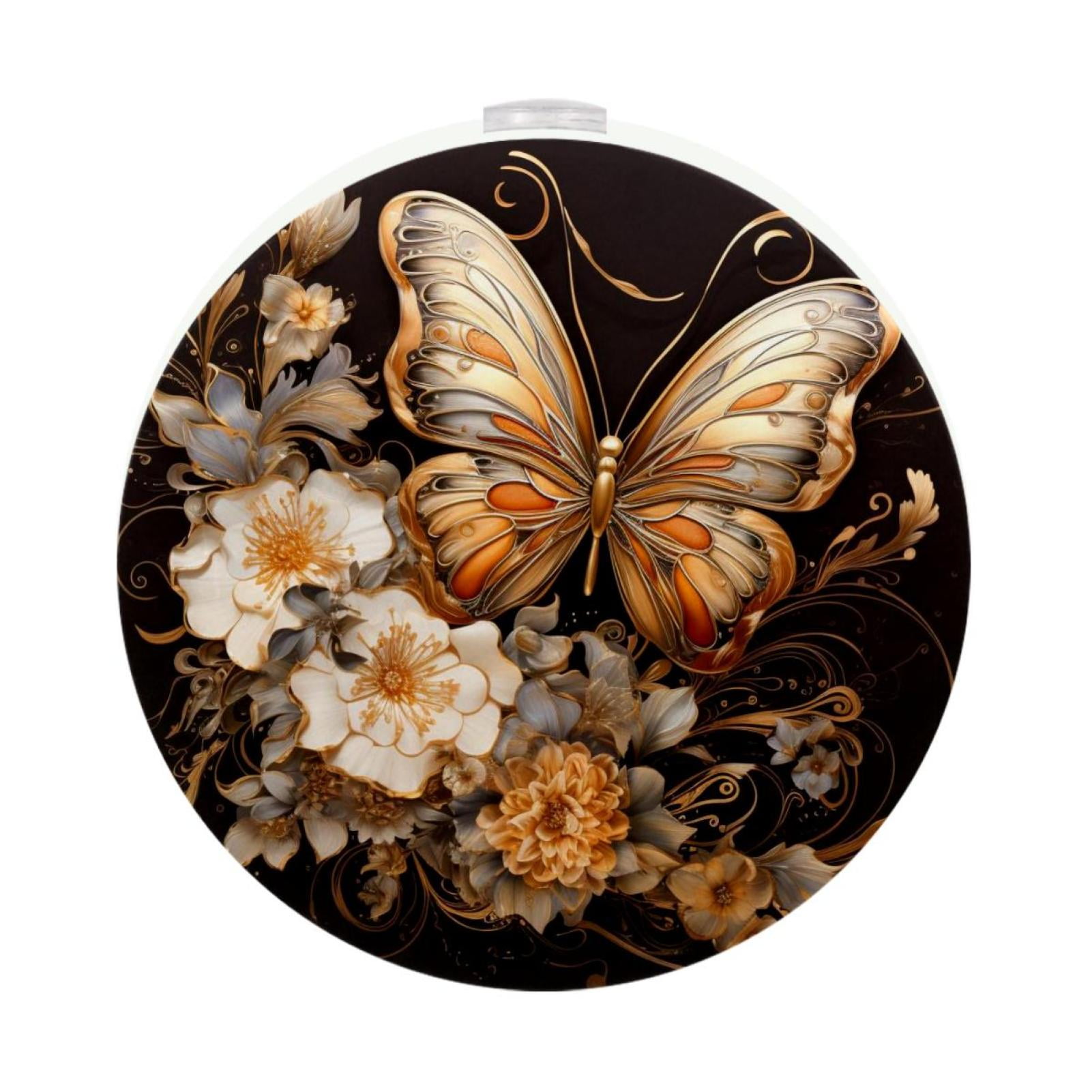 Butterfly Set of 2 LED Round Night Lights for Brightening up your Space ...