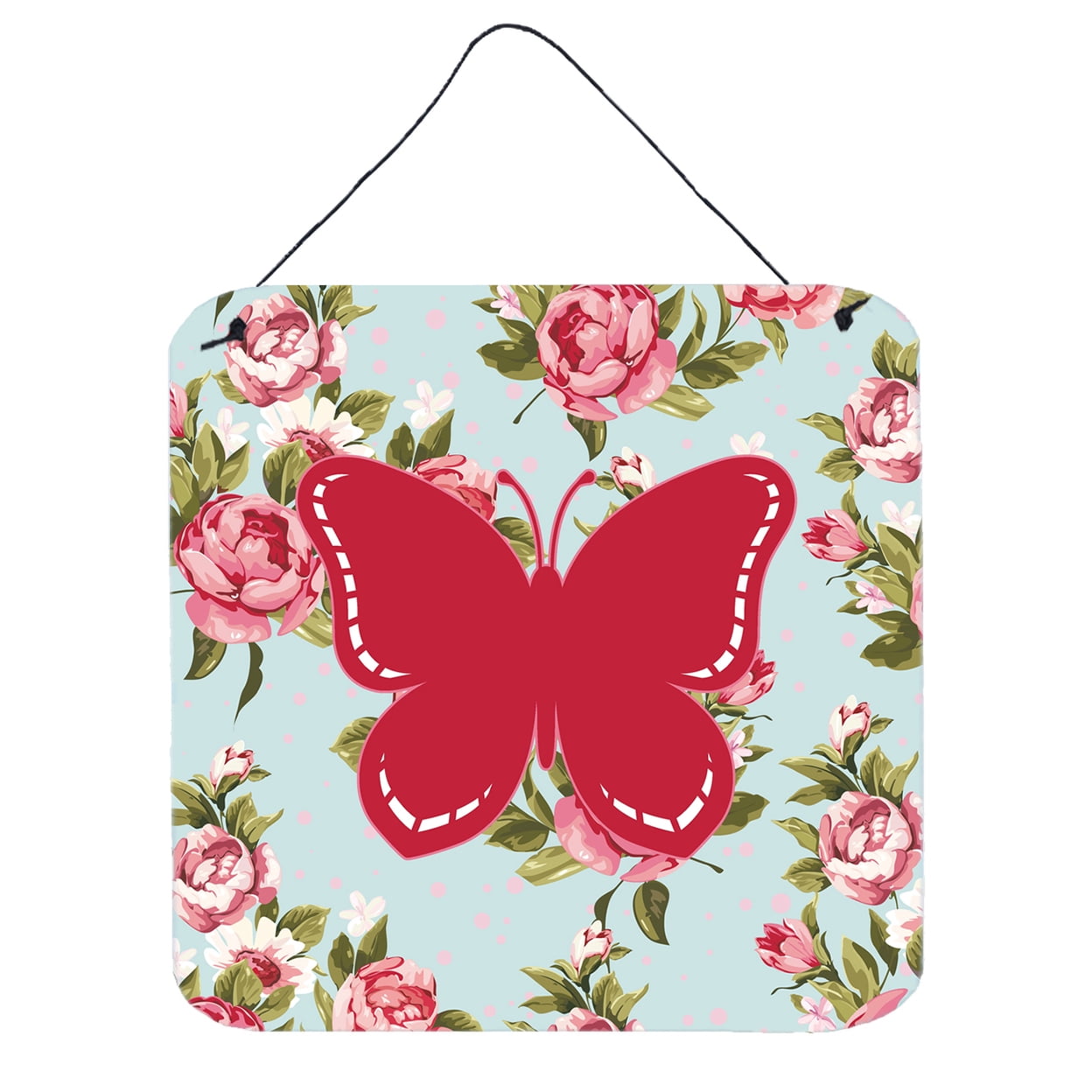 Butterfly Shabby Chic Blue Roses BB1035 Wall or Door Hanging Prints ...