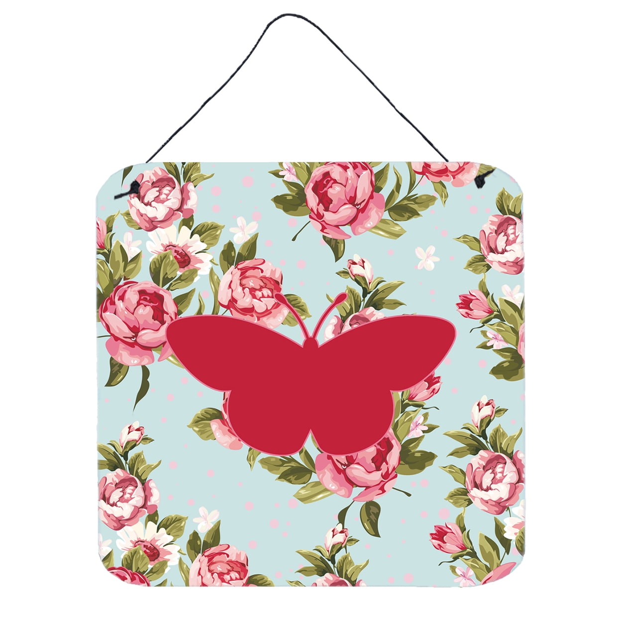 Butterfly Shabby Chic Blue Roses BB1044 Wall or Door Hanging Prints ...