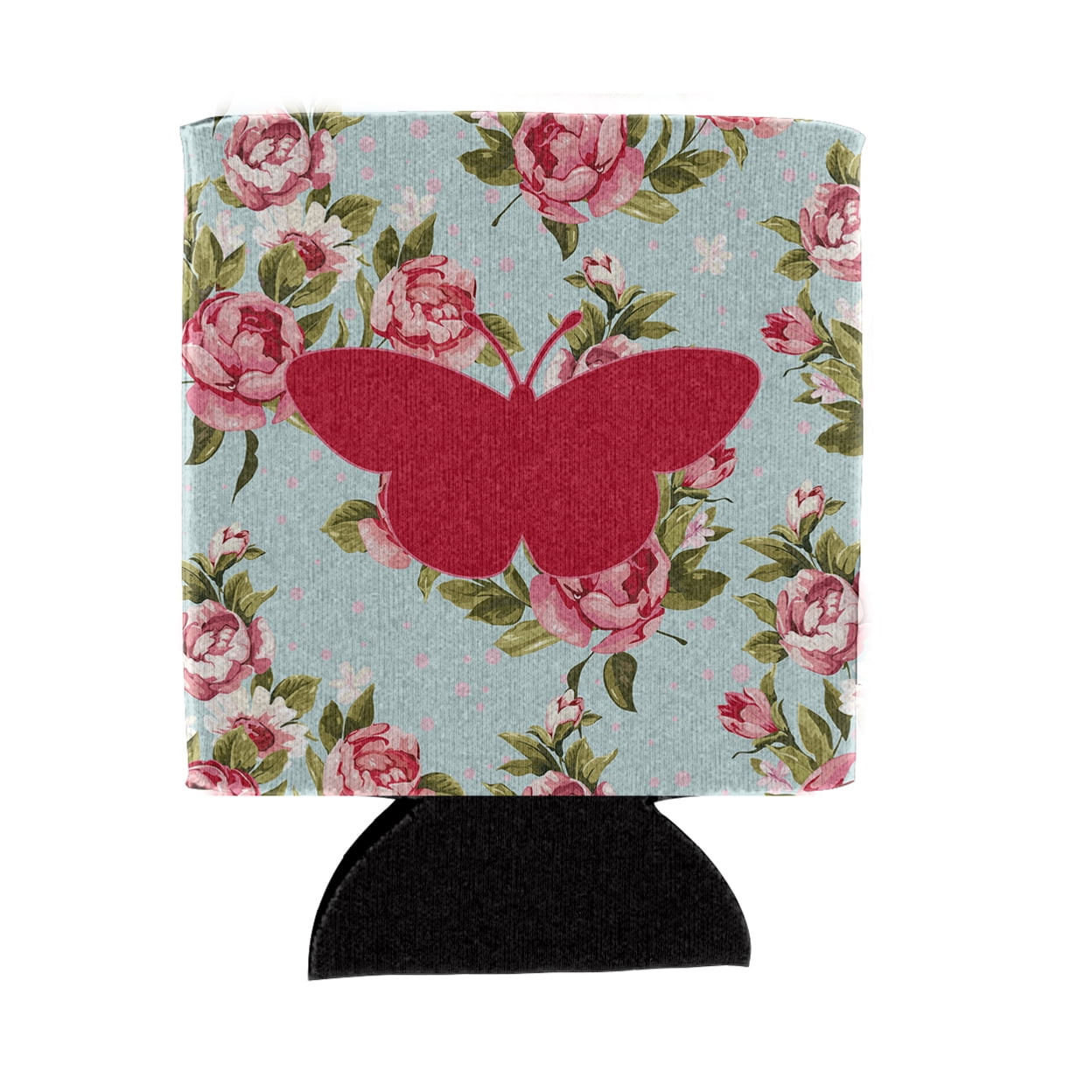 Butterfly Shabby Chic Blue Roses Can or Bottle Beverage Insulator ...