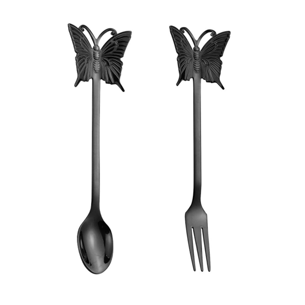 Butterfly Shape Cake Spoon Tasting Dessert Forks Spoons Stainless Steel ...