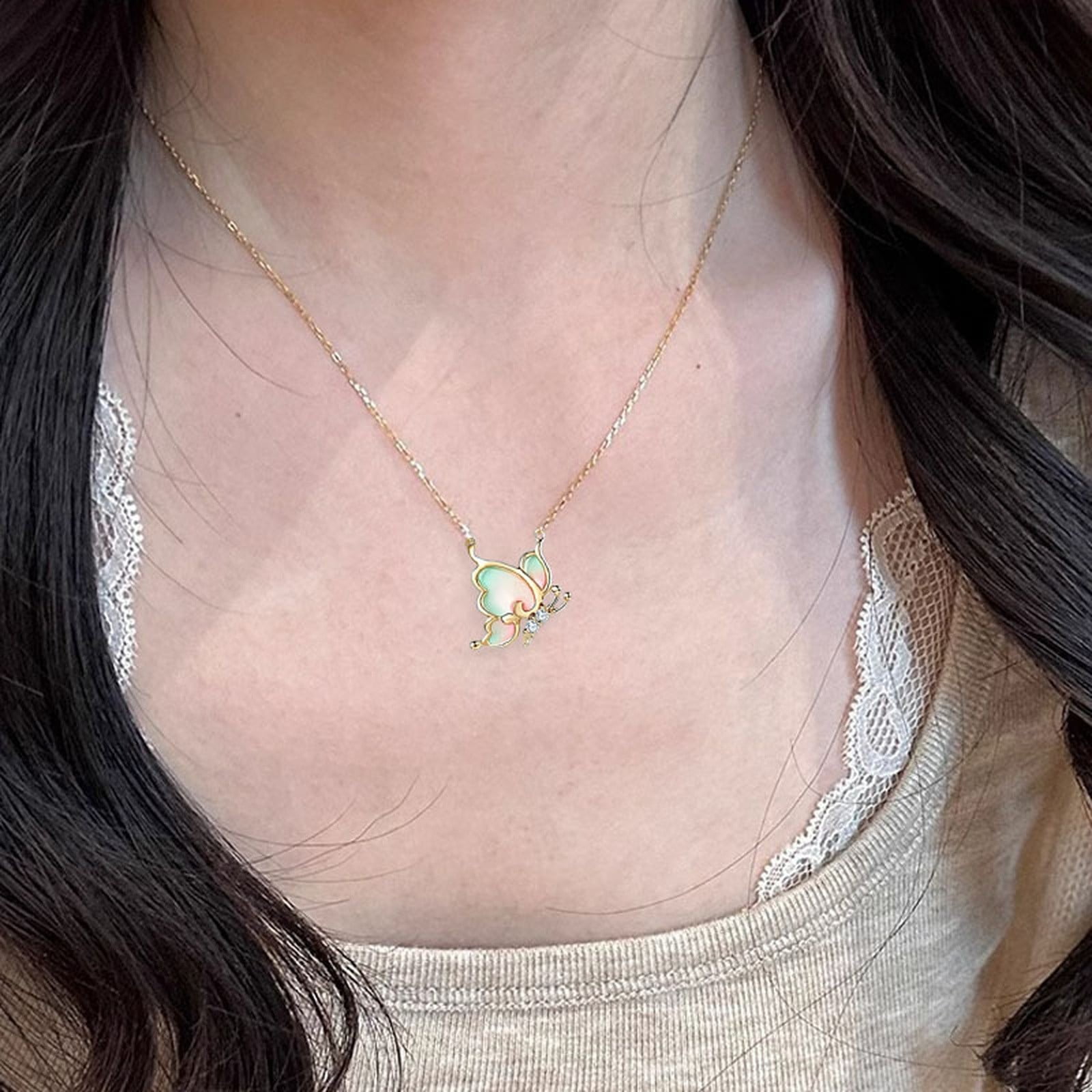 Butterfly Shape Cute Pendant Necklace Sweet Atmosphere And Versatile ...