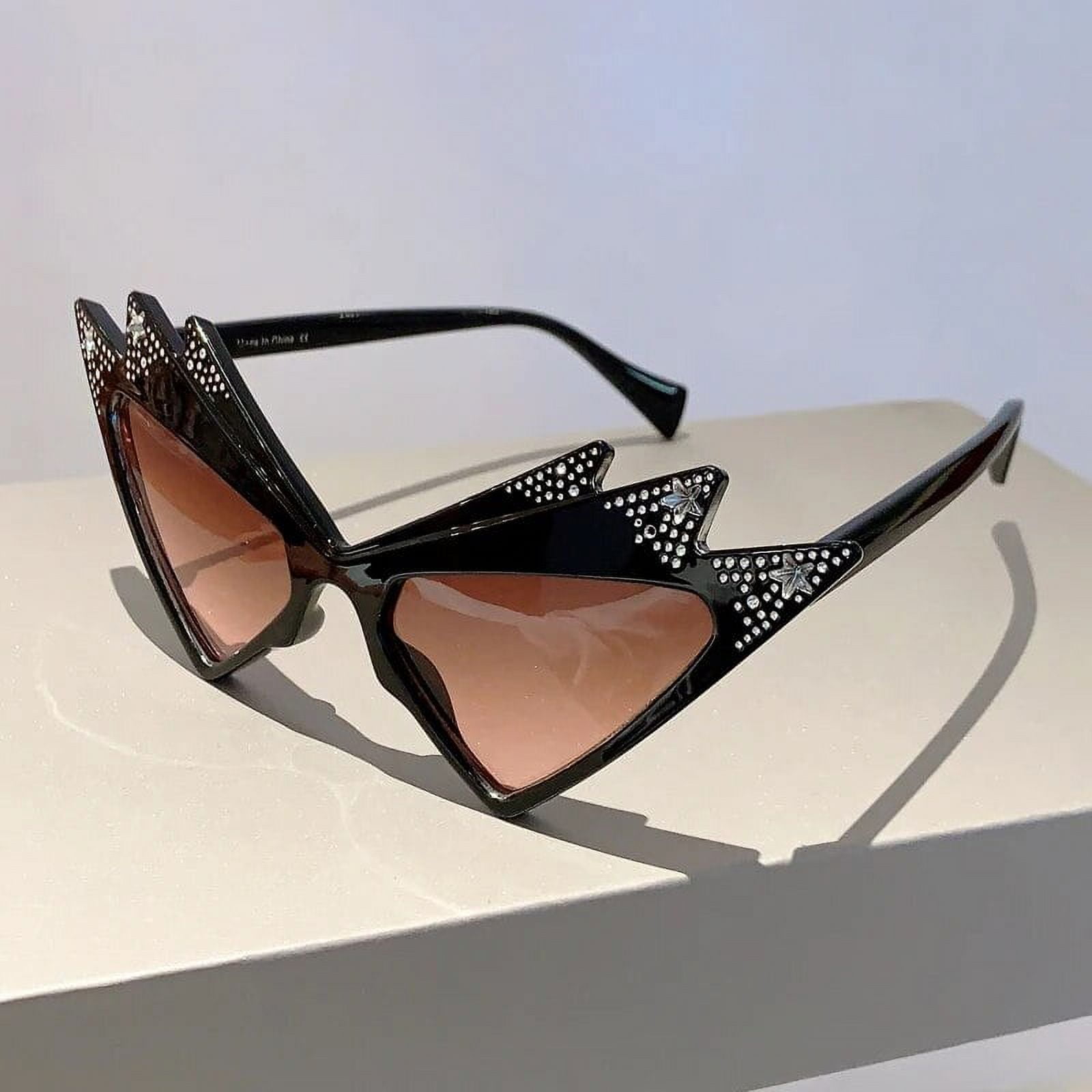 Butterfly Shape Women Sunglass 2023 Stylish Triangle Gradient Shades with Rhinestones Vintage ...