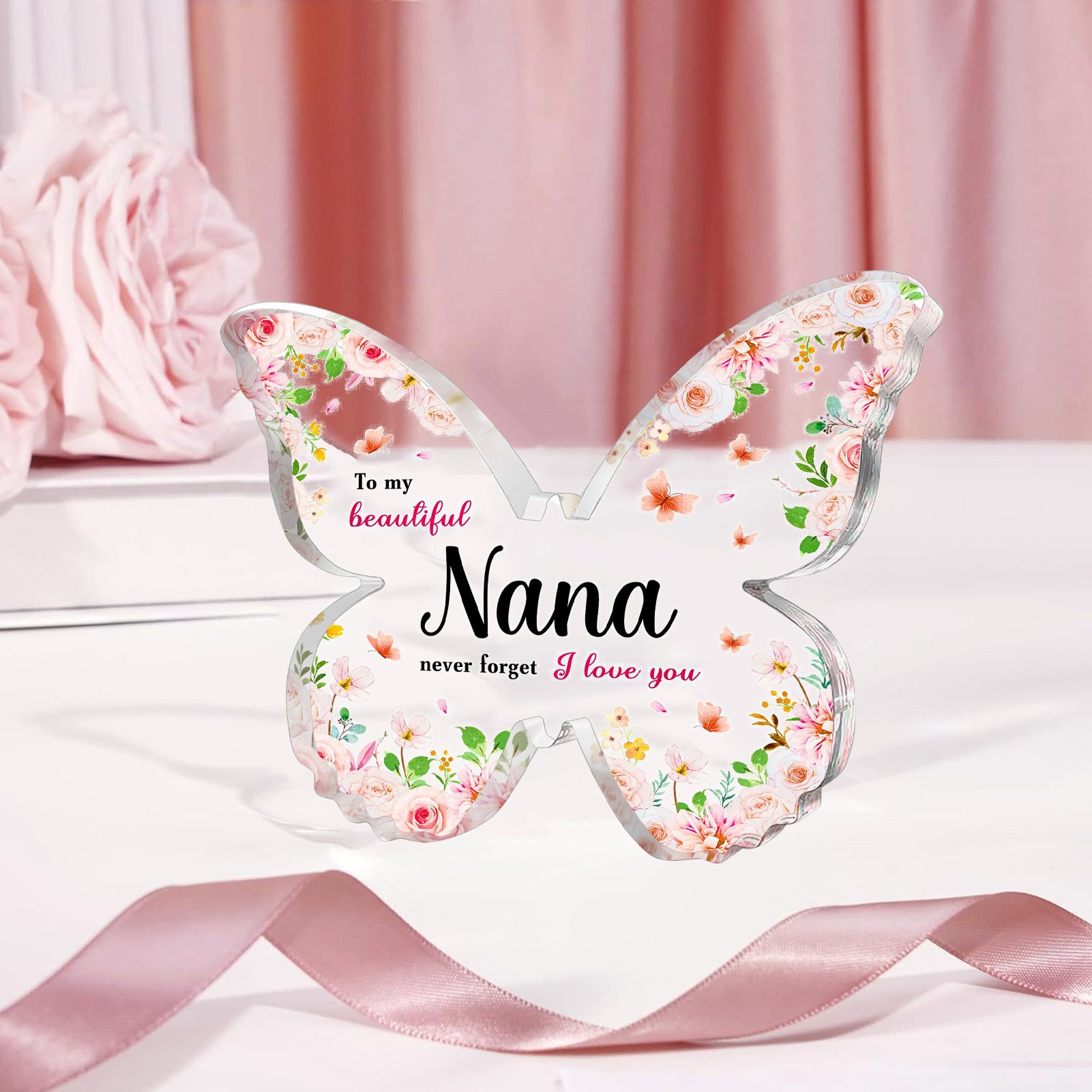 Butterfly Shaped Acrylic Keepsake Plaque Crystal Clear Acrylic Long ...