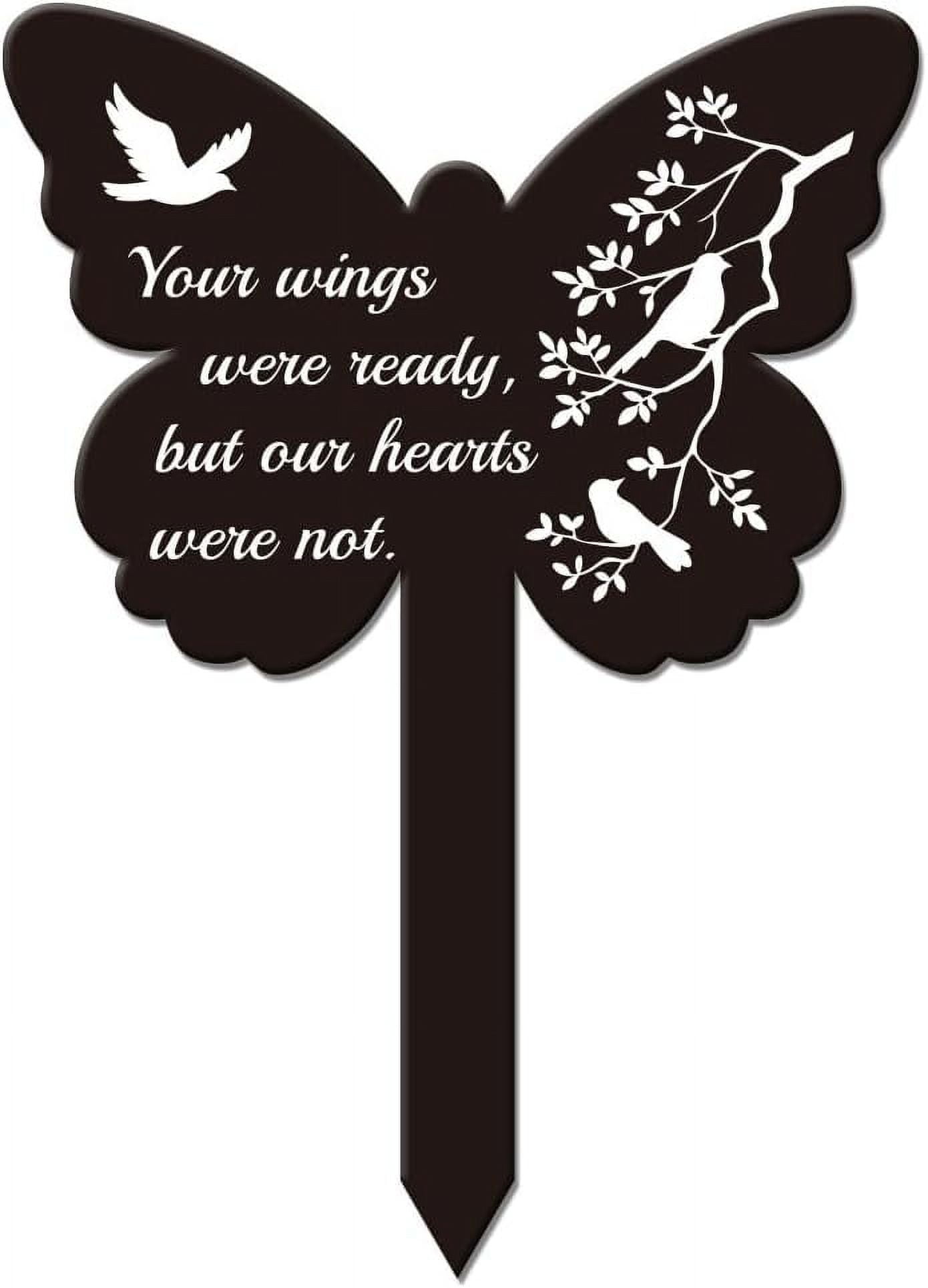 Butterfly Shaped Branch Bird Garden Stake Memorial Remembrance Plaque ...