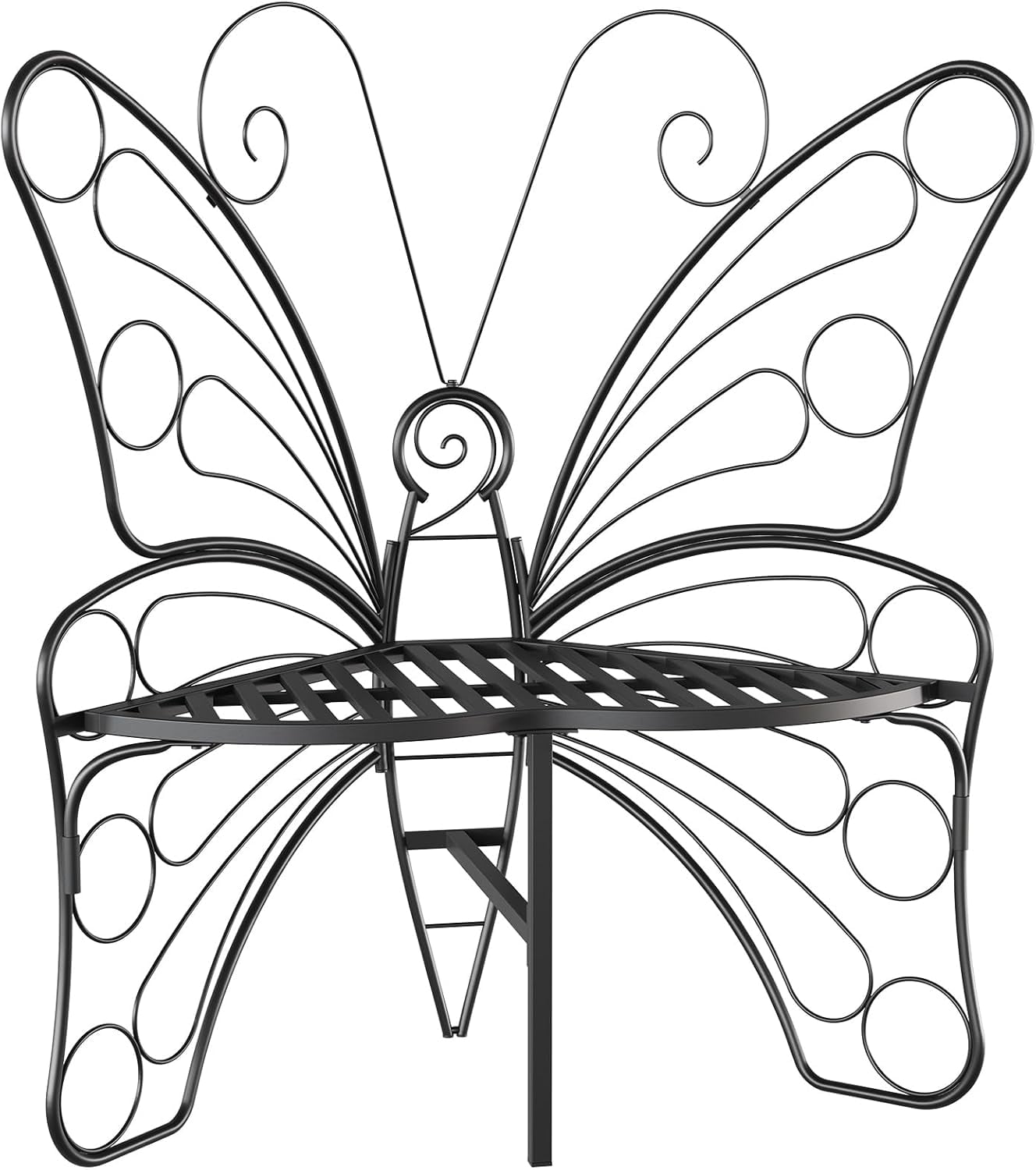 Butterfly Shaped Outdoor Bench, Black Garden Bench for Outdoor with ...