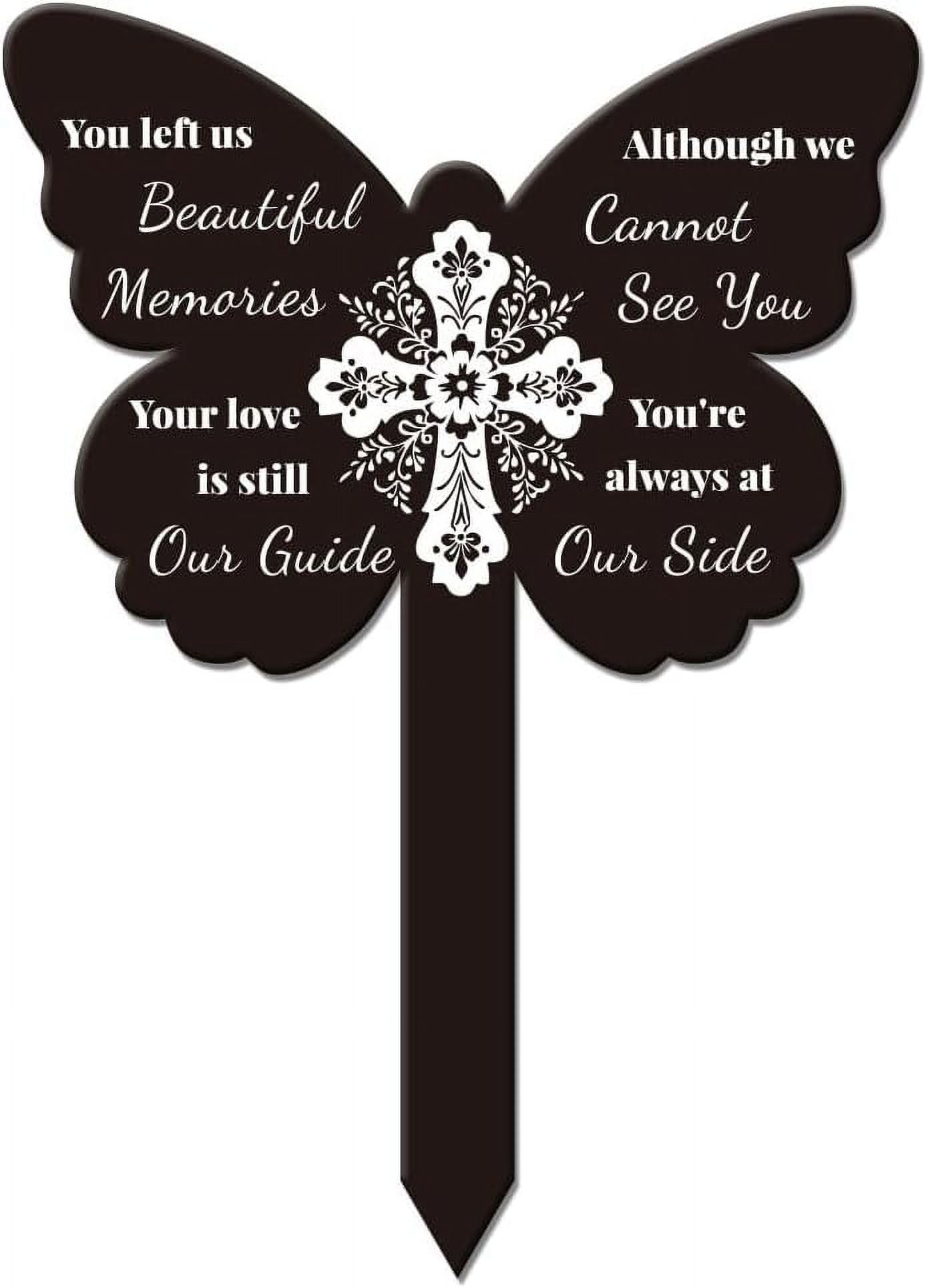 Butterfly Shaped Patterned Garden Stake Memorial Remembrance Plaque ...