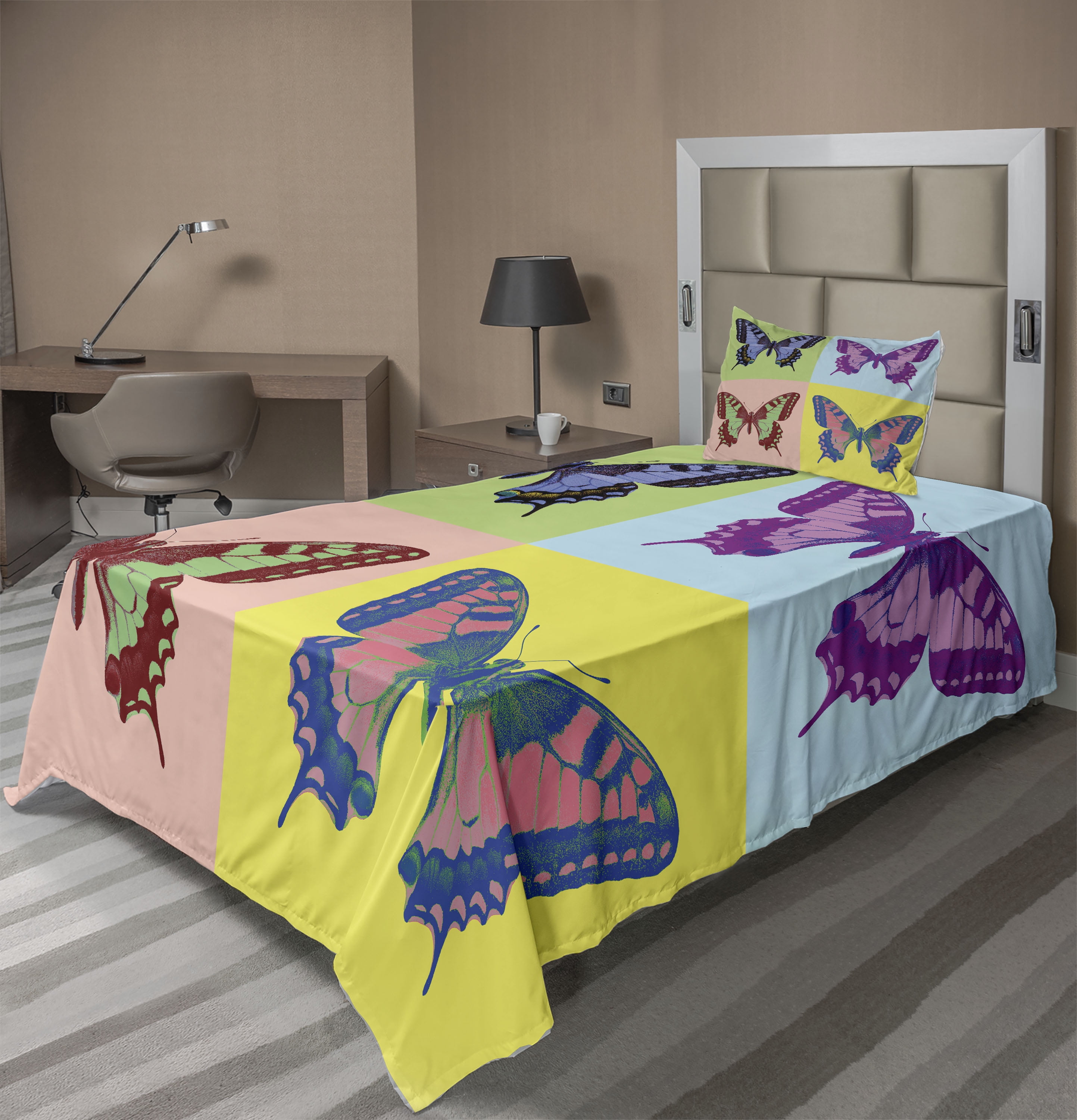 Butterfly Sheet Set, Pop Art Swallowtail Pavilions Wild Life ...