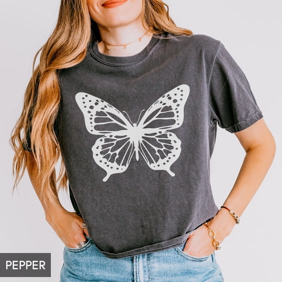 Butterfly Shirt Boxy cropped short Y2K Retro shirt for her spring or ...