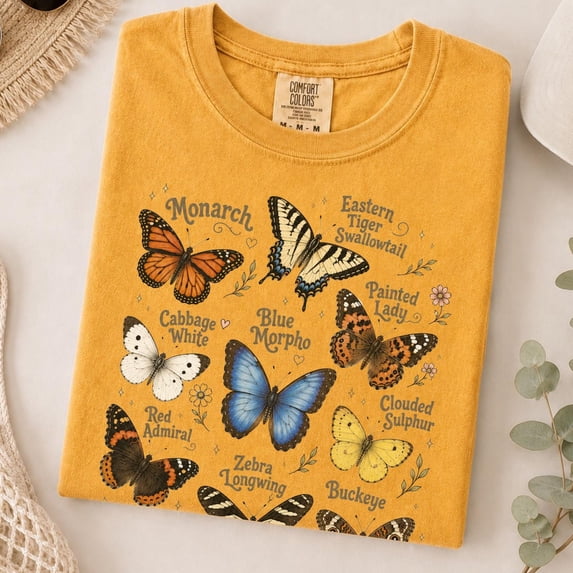 Butterfly Shirt Butterfly Species Chart Nature Lover Spring Summer ...