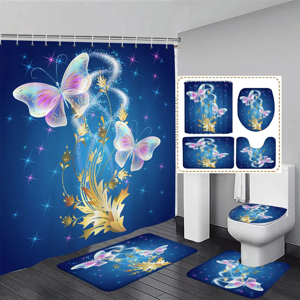 Butterfly Shower Curtain Abstract Art Pattern Simple Modern Style Home ...