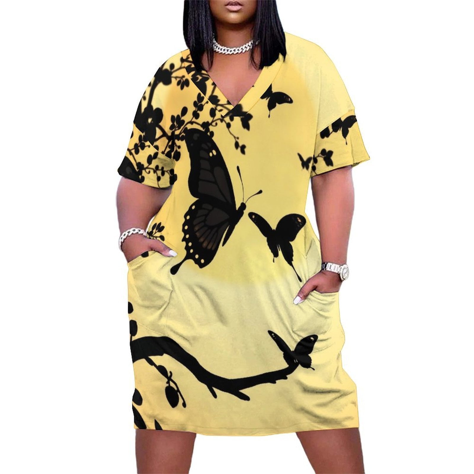 Butterfly Silhouette Series Design Dress Loose Pocket Dress Women Clothing 2025 New Arrivals ...