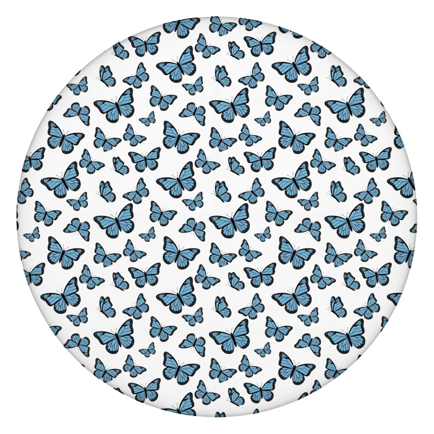 Butterfly Silhouette White Pattern Round Elastic Tablecloth, 45-52 Inch ...