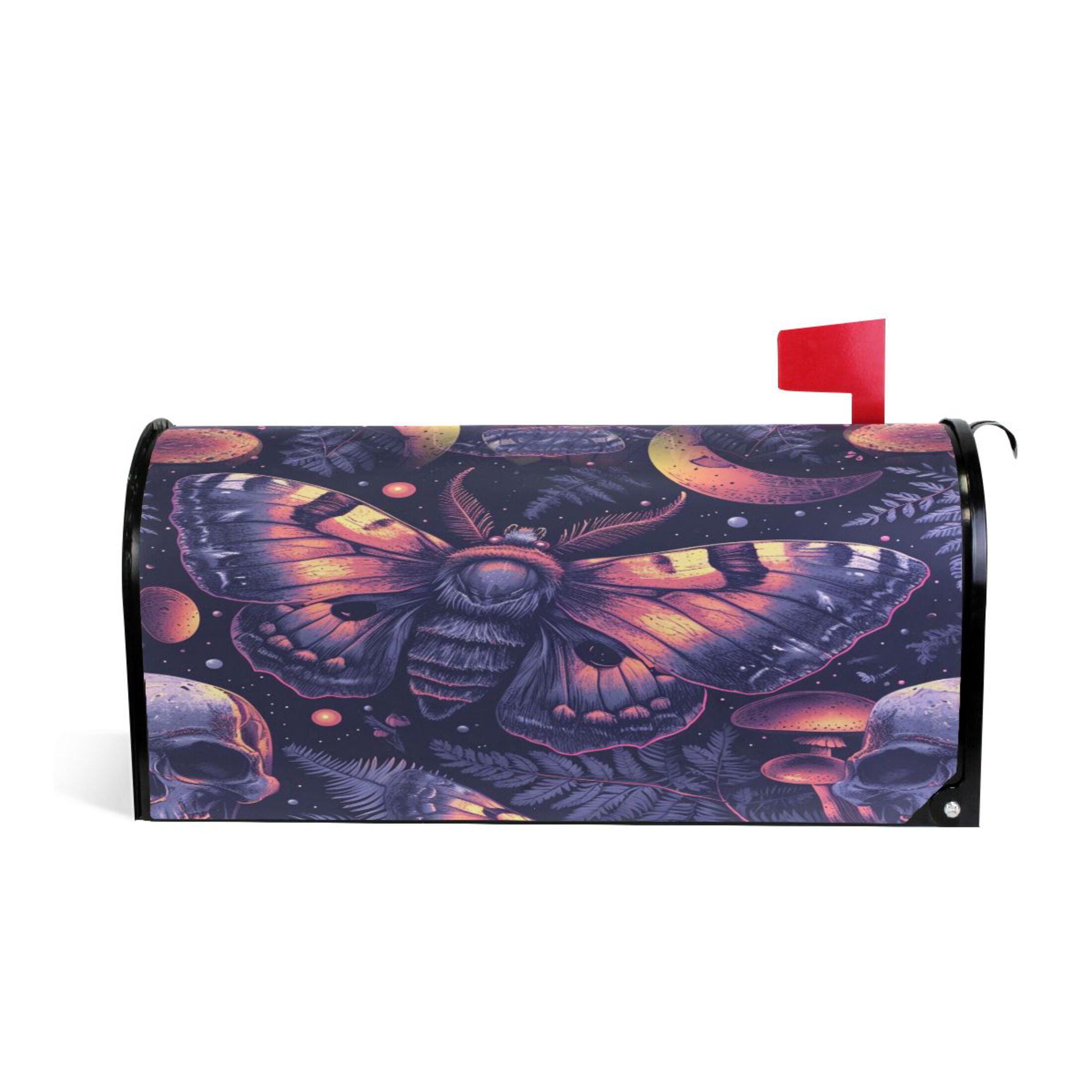 Butterfly Skeleton Skull Head Magnetic Mailbox Covers Post Box Wraps ...