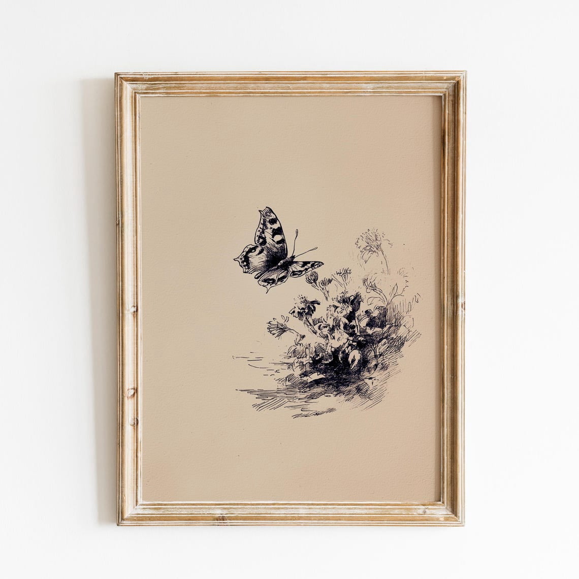 Butterfly Sketch Print, Vintage Insect Art Print, Black And White ...