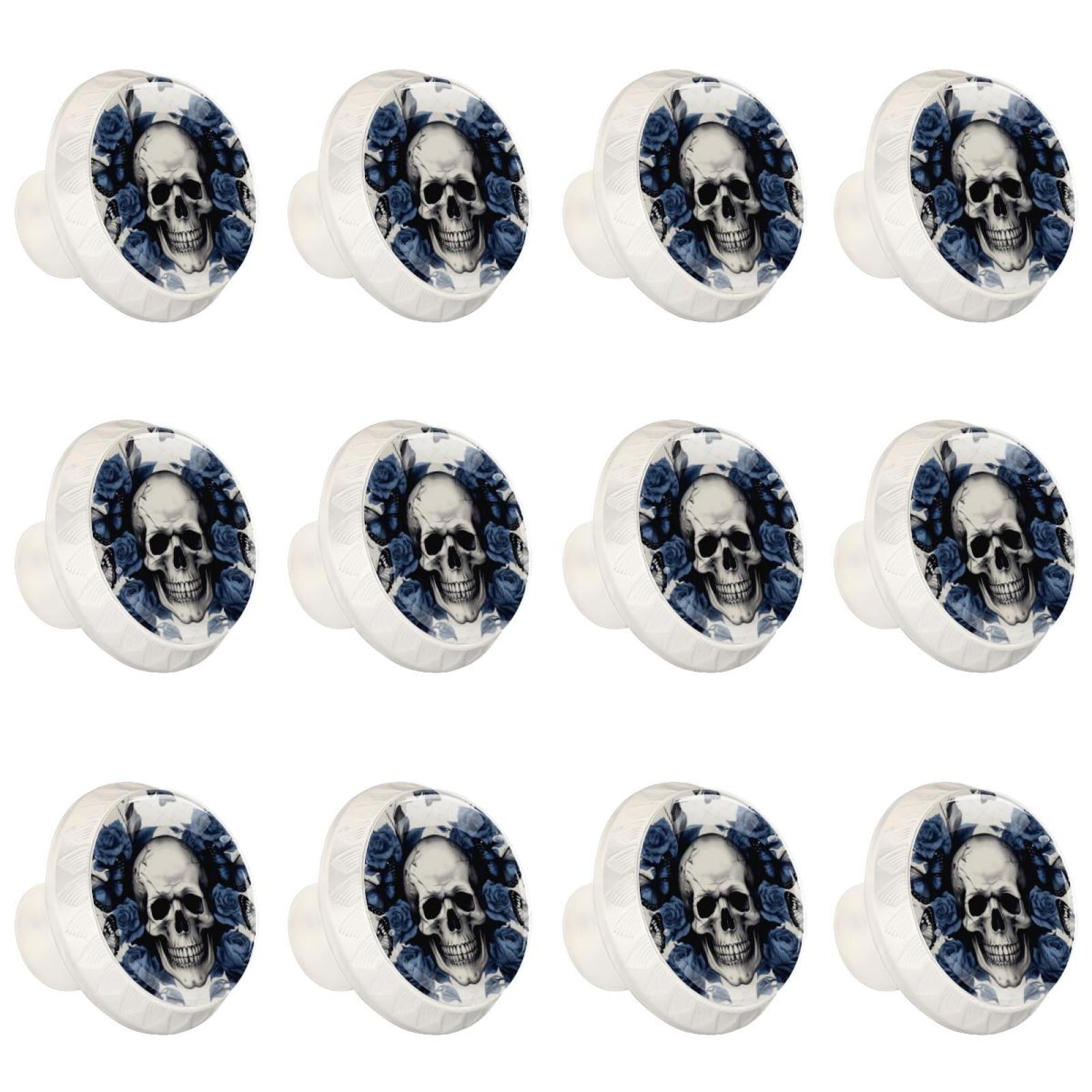 Butterfly Skull 12 Pcs White Round Drawer Pulls with Screws,ABS and ...