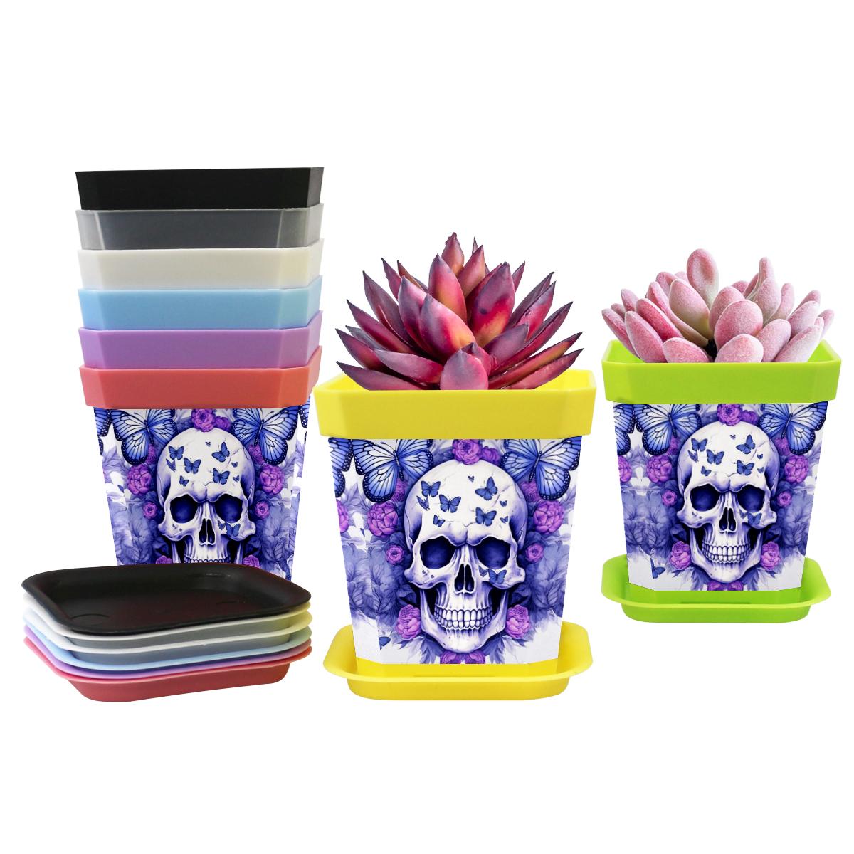 Butterfly Skull Caribbean Planter 8PCS - Lightweight Indoor Outdoor 8 ...