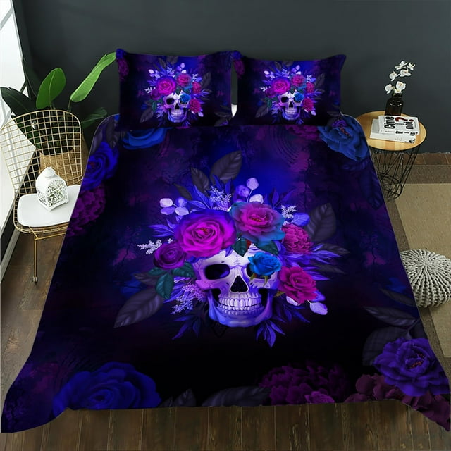 Butterfly Skull Duvet Cover Set Size Gothic Bedding Set Mystical Moth ...