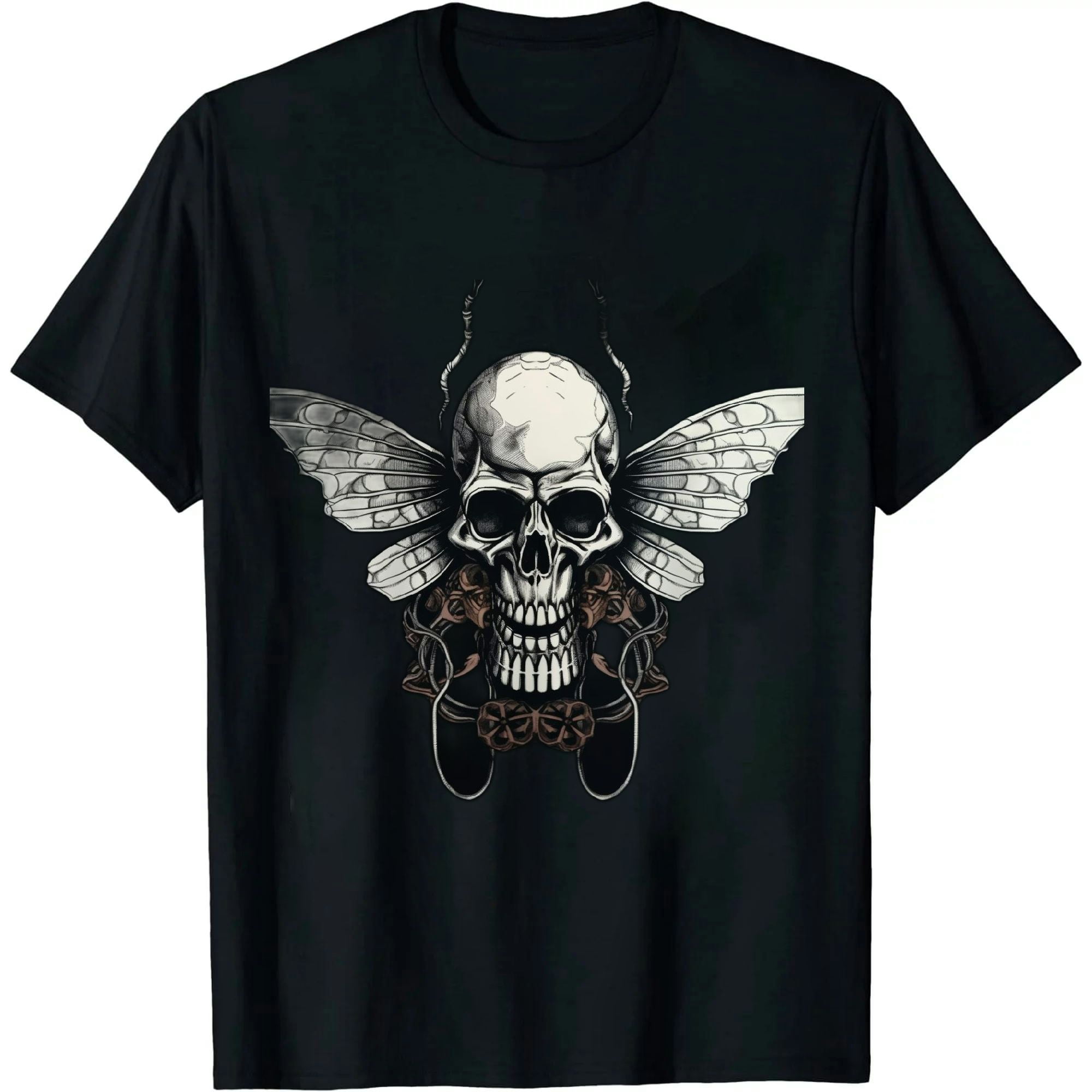 Butterfly Skull - Gothic Moth - Punk Rock Skeleton - Horror T-Shirt ...