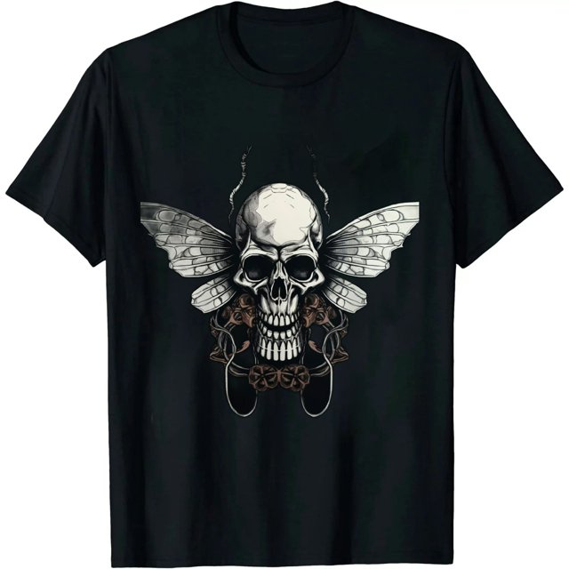 Butterfly Skull - Gothic Moth - Punk Rock Skeleton - Horror T-Shirt ...