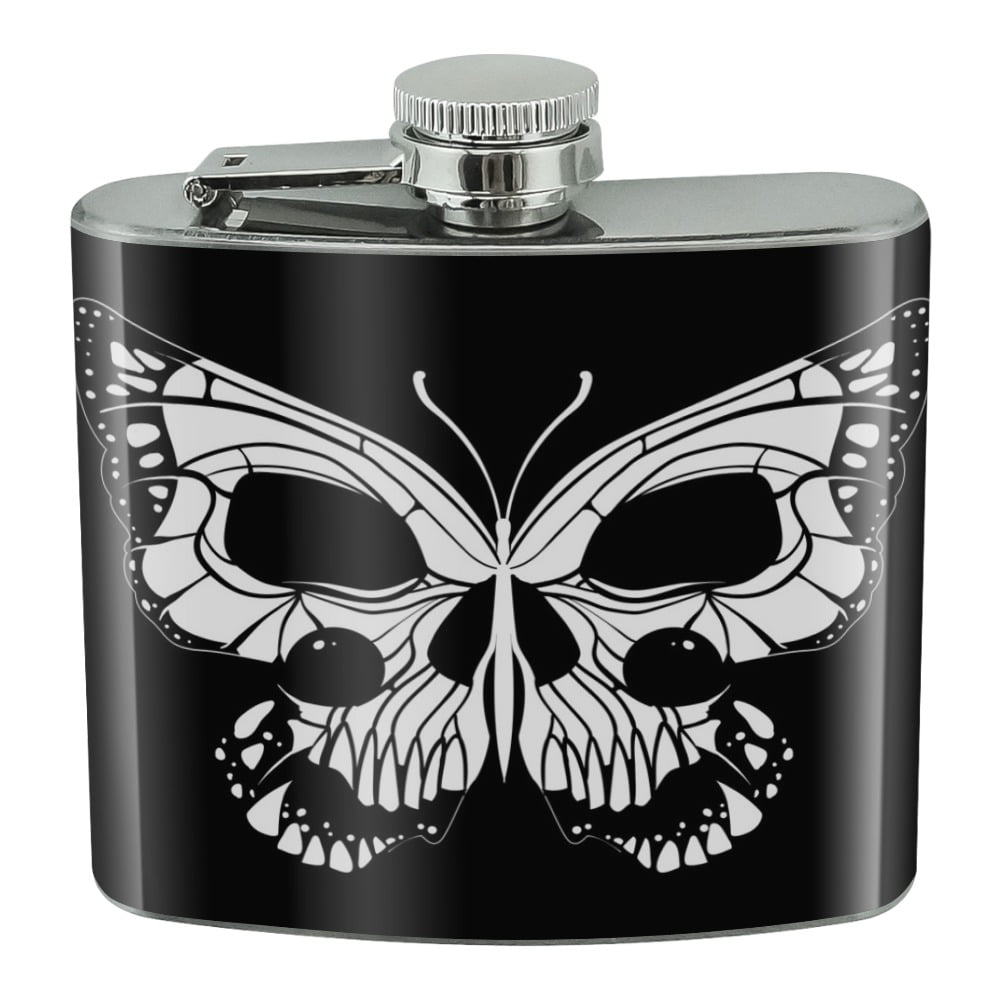 Butterfly Skull Insect Stainless Steel 5oz Hip Drink Kidney Flask ...