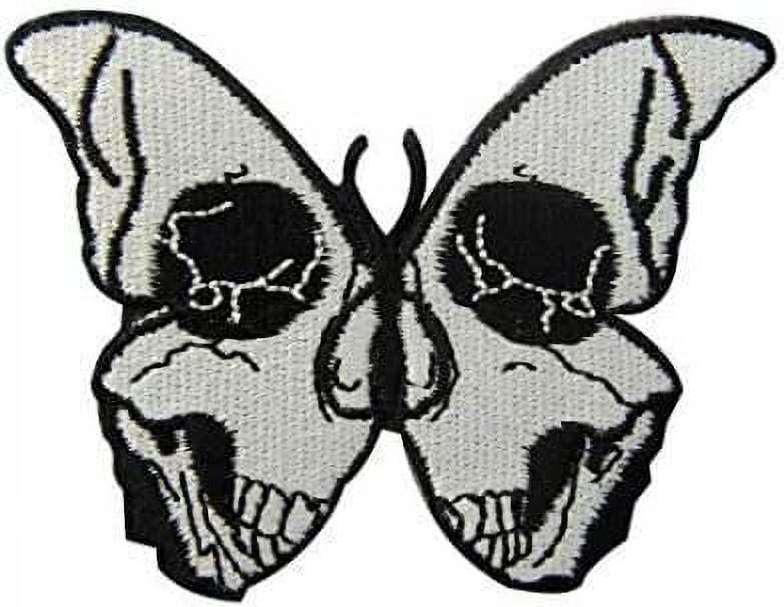 Butterfly Skull Patch 3" | Small Realistic Halfskull Embroidered Jacket ...