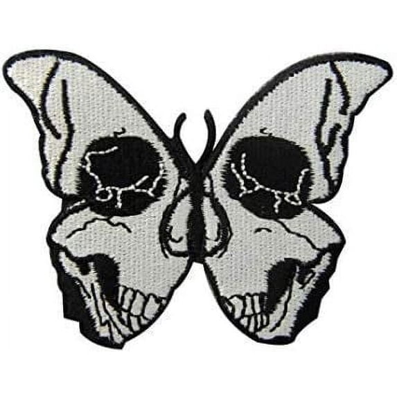 Butterfly Skull Patch 3" | Small Realistic Halfskull Embroidered Jacket ...