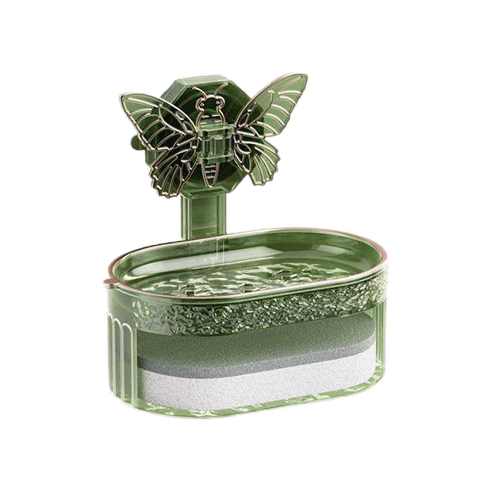 Butterfly Soap Box Double-Layer with Suction Cup Wall Mounted No Punch ...