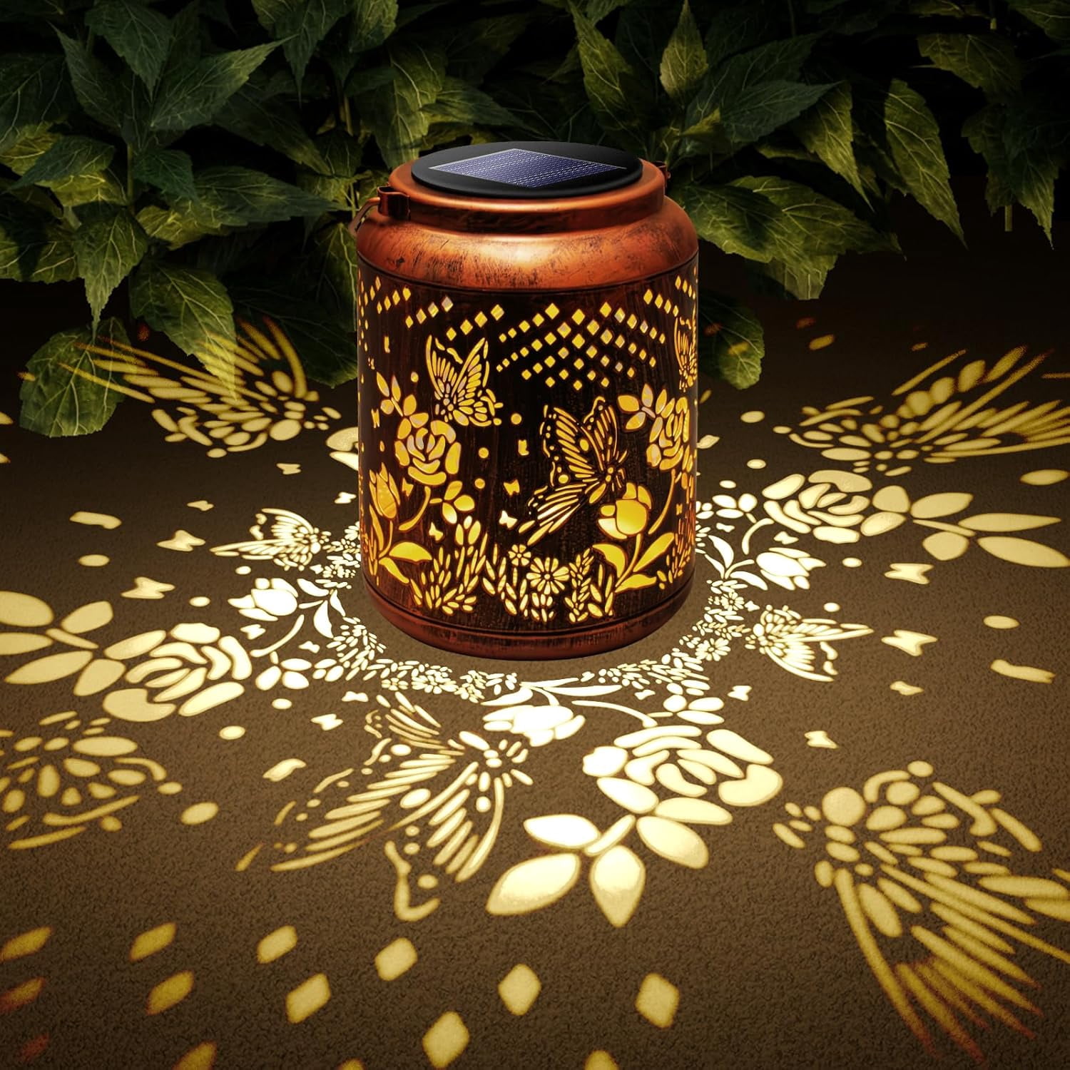 Butterfly Solar Lanterns Outdoor Waterproof Metal Hanging Lights ...