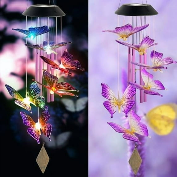 Butterfly Solar Wind Chimes,New Gift for All mom/dad/Women/Grandma ...