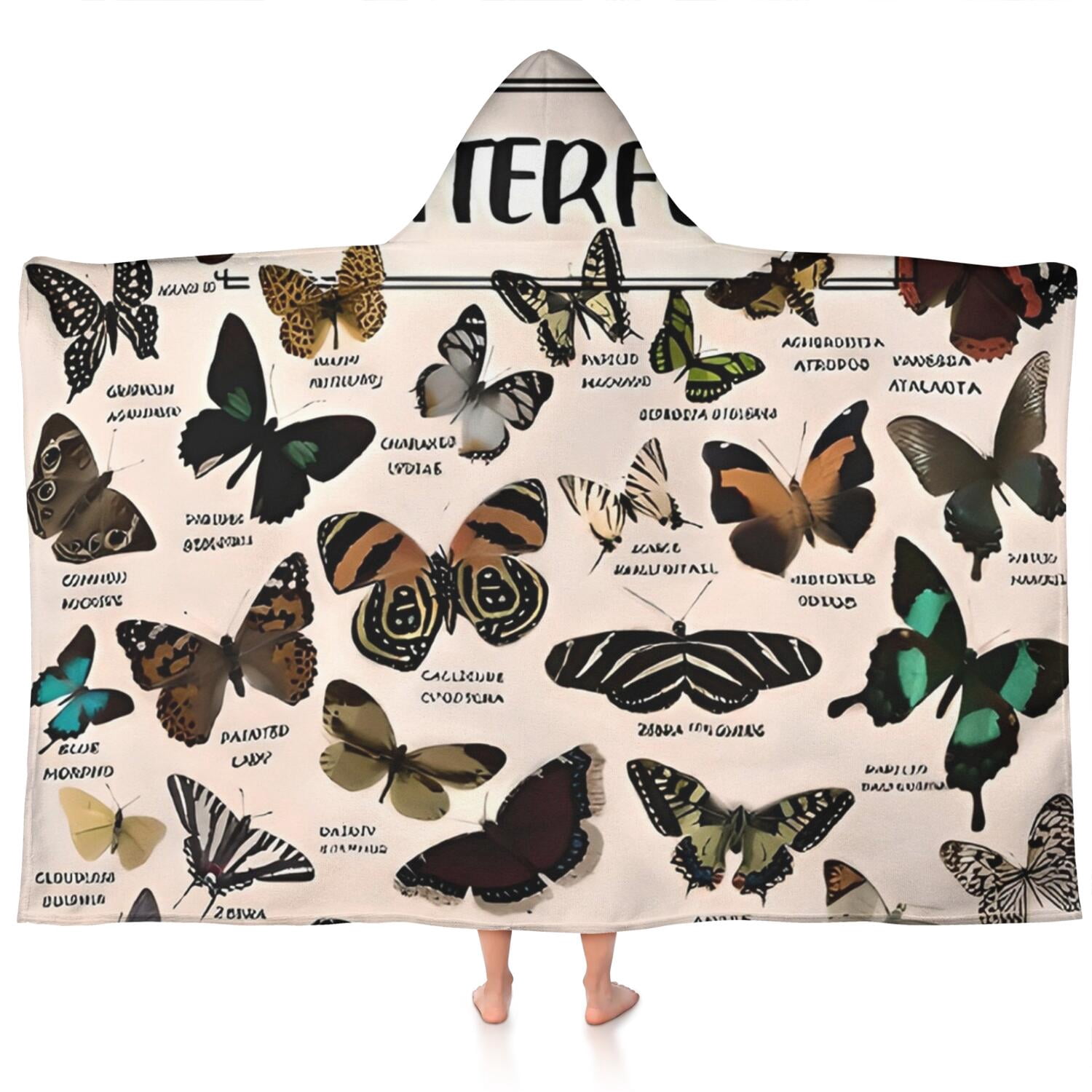 Butterfly Species Chart Hooded Bath Towel，60"x35" for Ages 3 To 12 Kids ...
