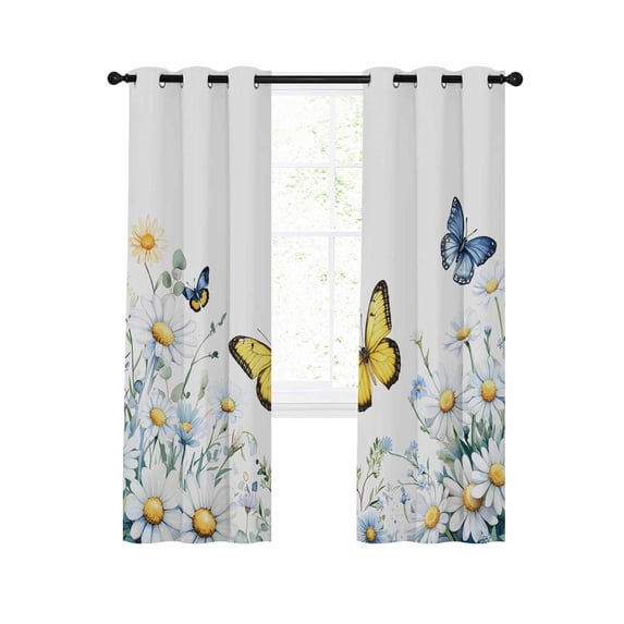 Butterfly Spring Floral Blackout Curtains 39 Inches Long for Bedroom ...