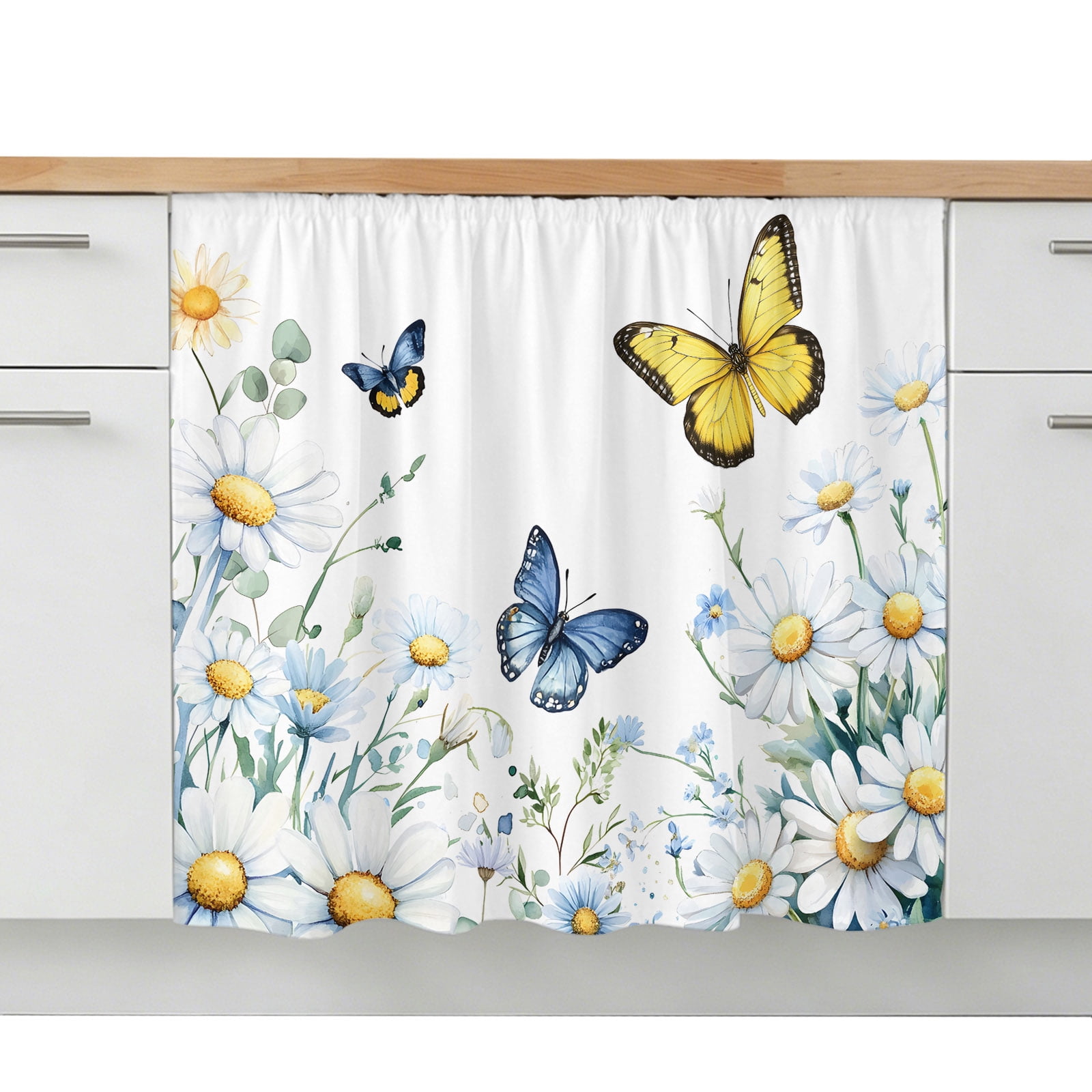Butterfly Spring Floral Sink Skirt 10"W x 11"L,Dustproof Under Sink ...