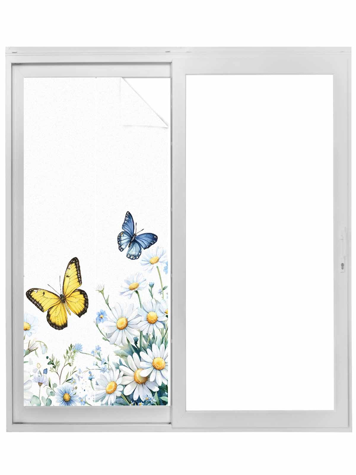 Butterfly Spring Floral Window Privacy Film Stained Glass Window Film ...