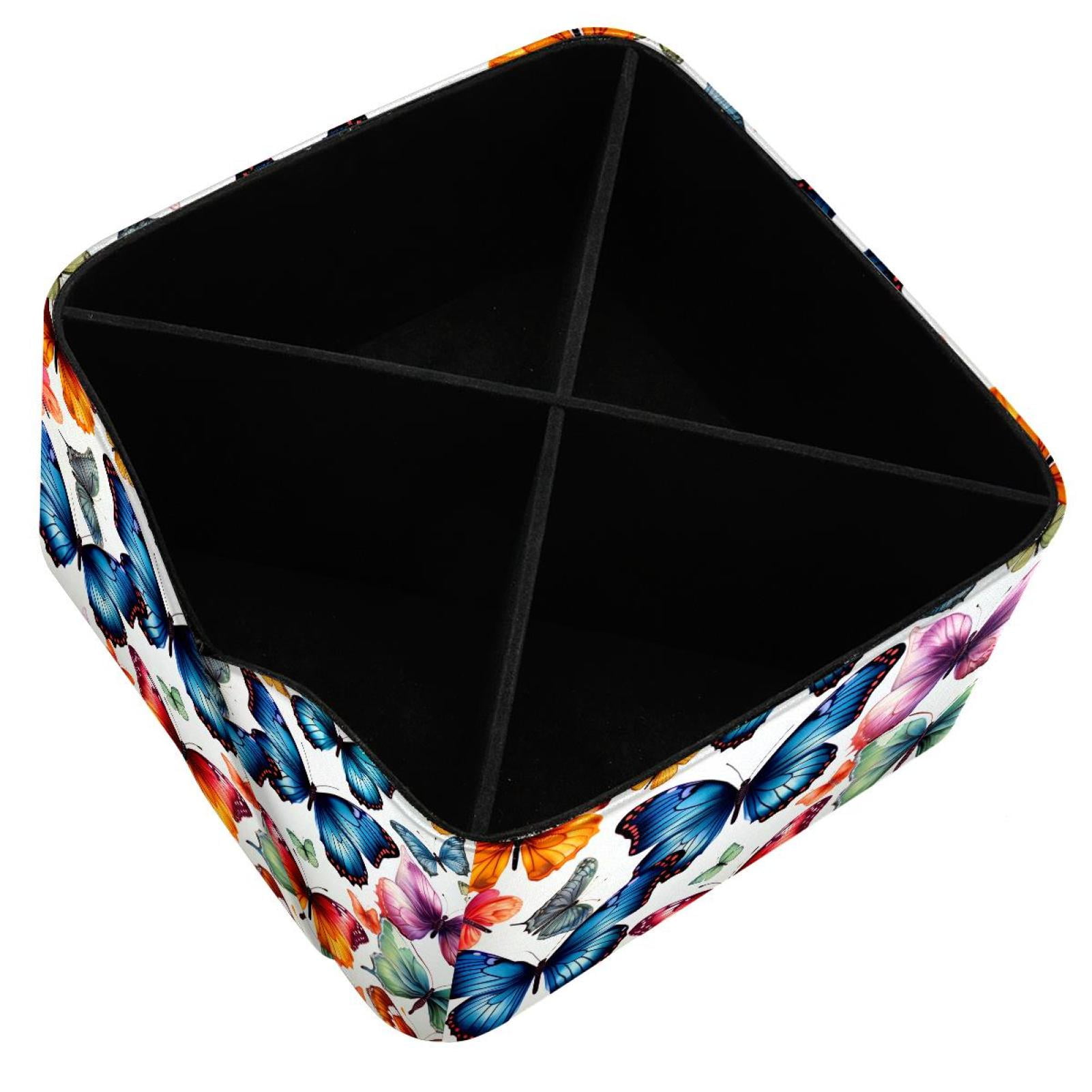 Butterfly Square Pencil Organizer Pen Case with Removable Dividers - 4 ...