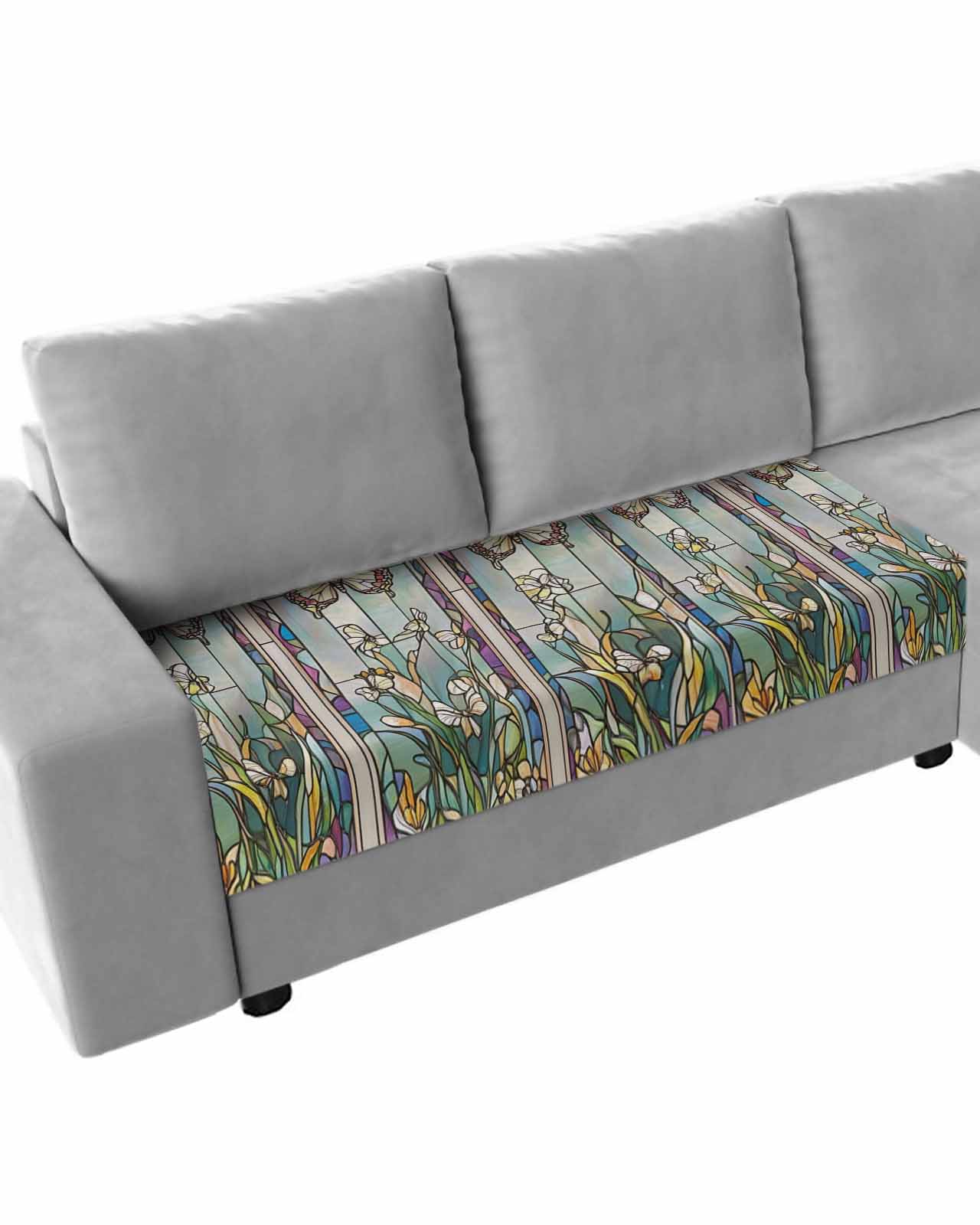 Butterfly Stained Glass Sofa Couch Cushion Covers Washable, Removable ...