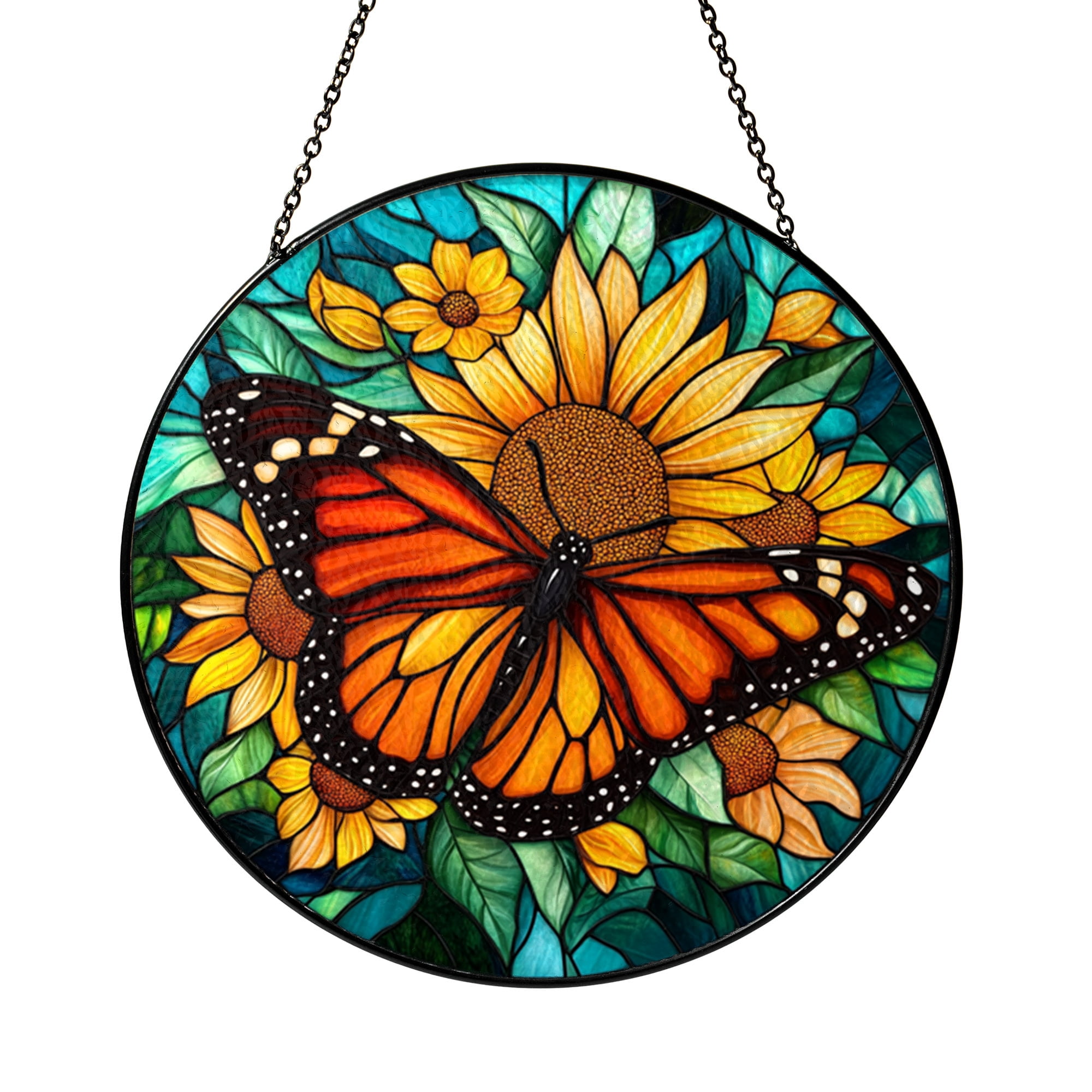 Butterfly Stained Glass Style Suncatcher, Fantasy Insect Window Hanging ...