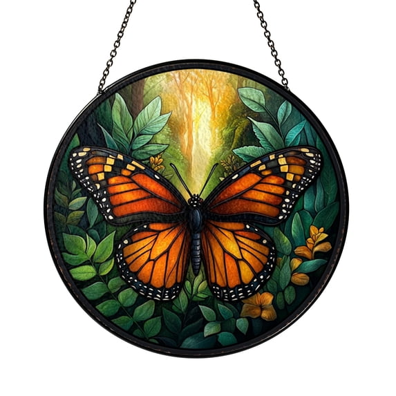 Butterfly Stained Glass Style Suncatcher Window Hanging, Colorful ...
