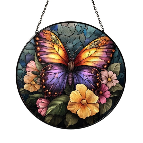 Butterfly Stained Glass Suncatcher Window Hanging, Elegant Nature Art ...
