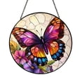 Butterfly Stained Glass Suncatcher Window Hanging Floral Panel for Home ...